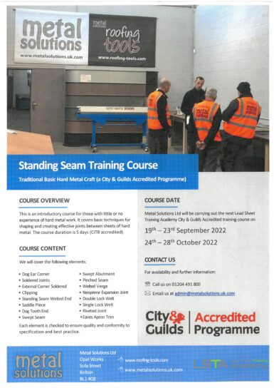 BASIC HARD METALS COURSE METAL SOLUTIONS - Lead Sheet Training Academy